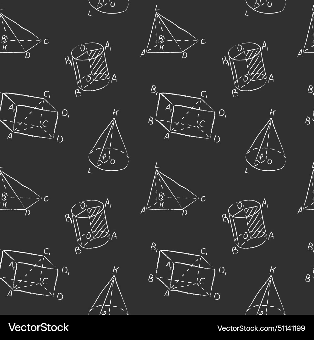 Seamless pattern of chalk various geometric shapes