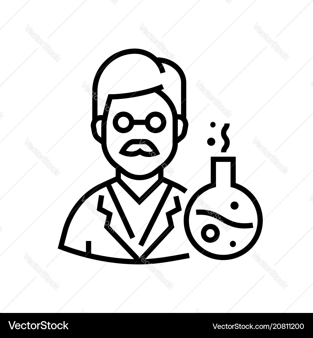 Chemistry Teacher Icon - Line Art Royalty Free Vector Image