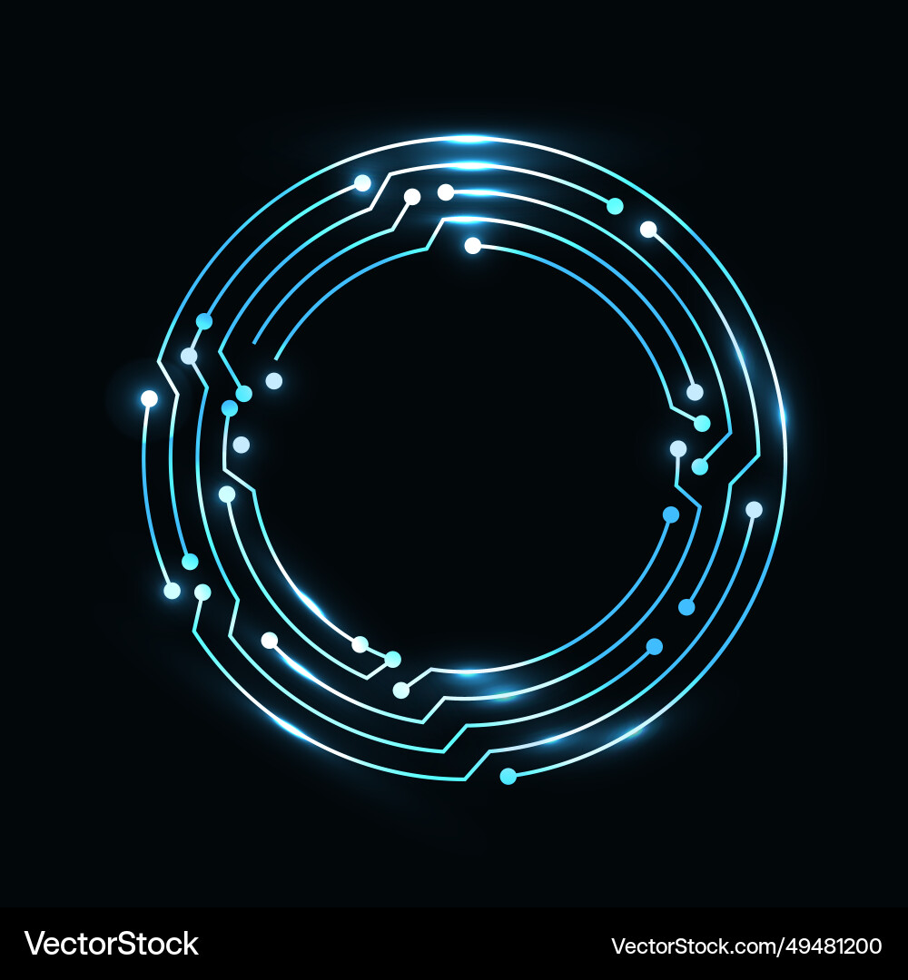 Circuit board circle frame abstract digital round Vector Image