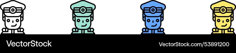 Commander icon outline green blue and yellow Vector Image