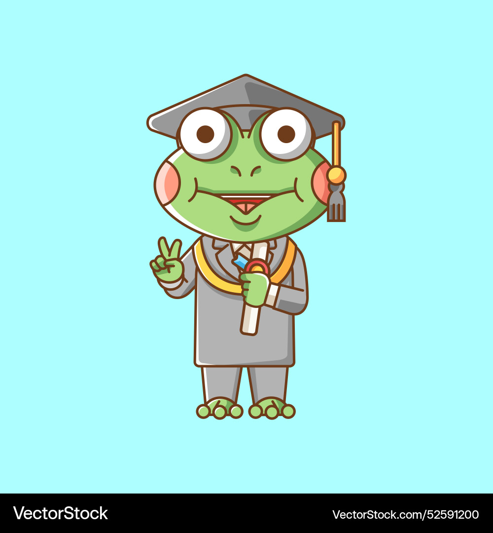 Cute frog graduation animal kawaii chibi Vector Image