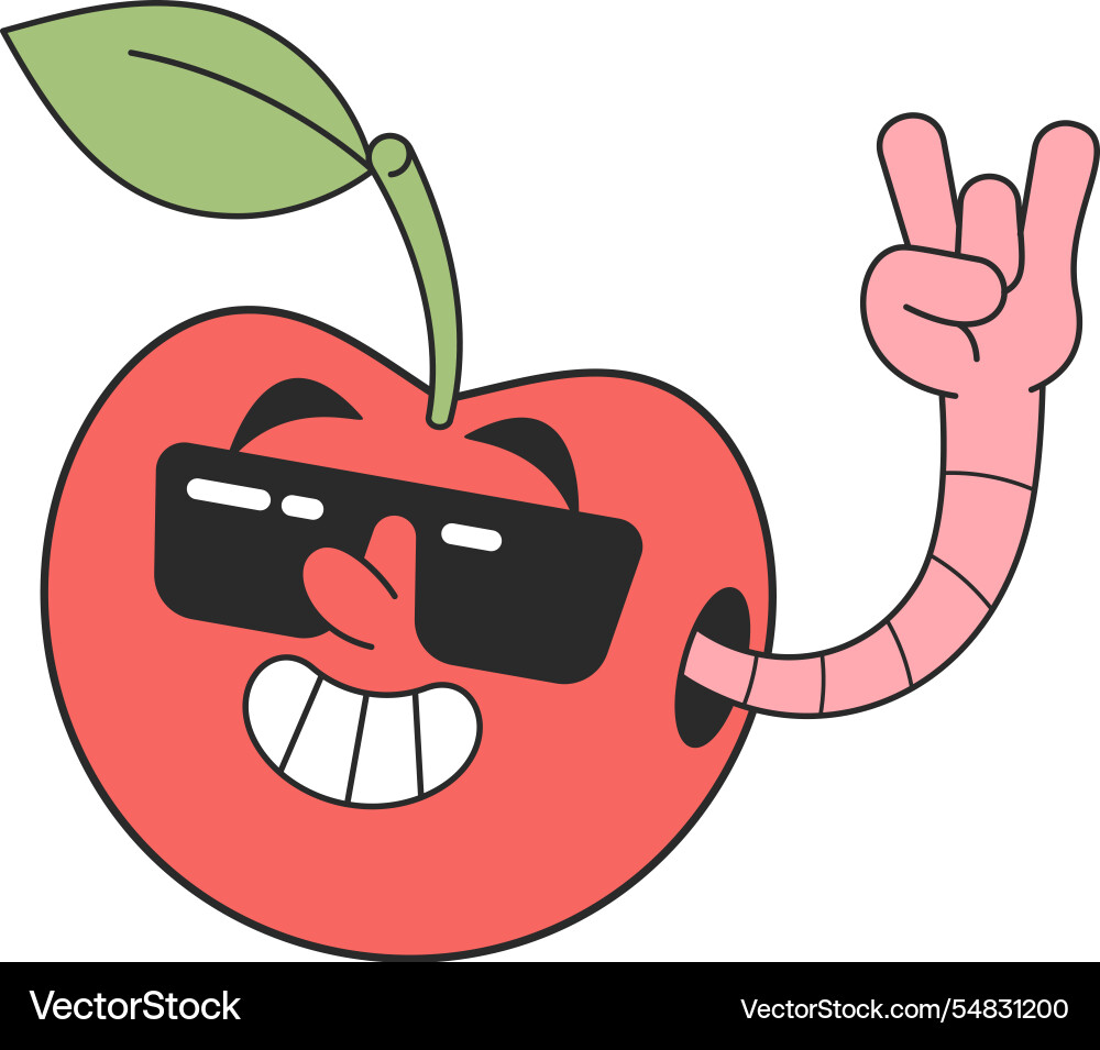 Funky cool apple groovy character Royalty Free Vector Image