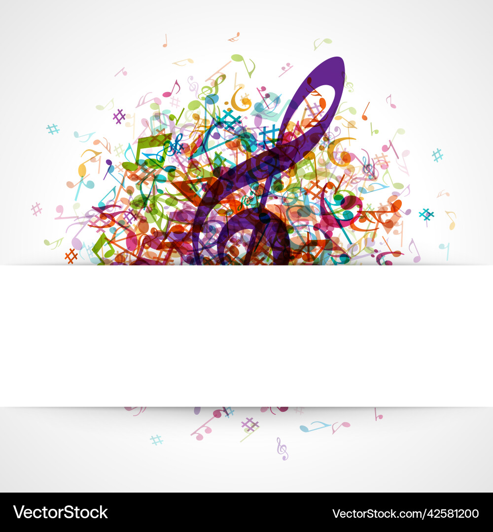 Multicolored musical explosion of notes Royalty Free Vector