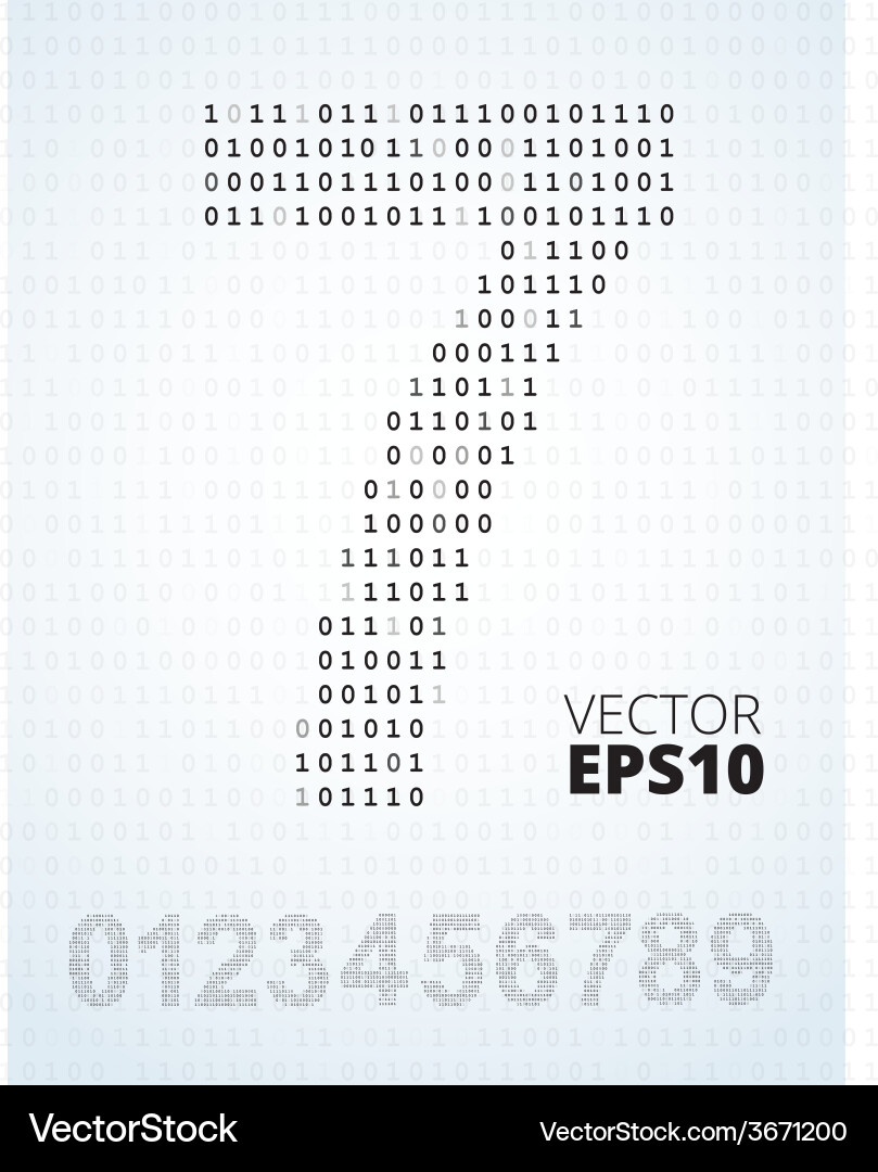 Number 0-9 alphabet from binary code Royalty Free Vector