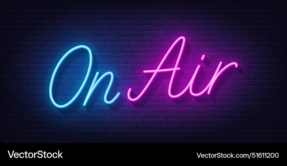 On air script neon sign brick wall background Vector Image