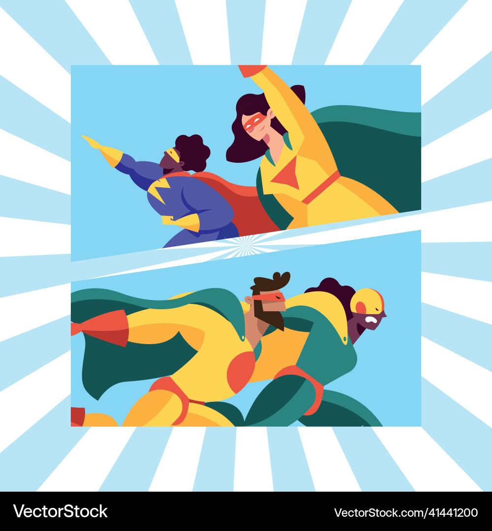 Retro Comic Superhelden Lizenzfreies Vektorbild