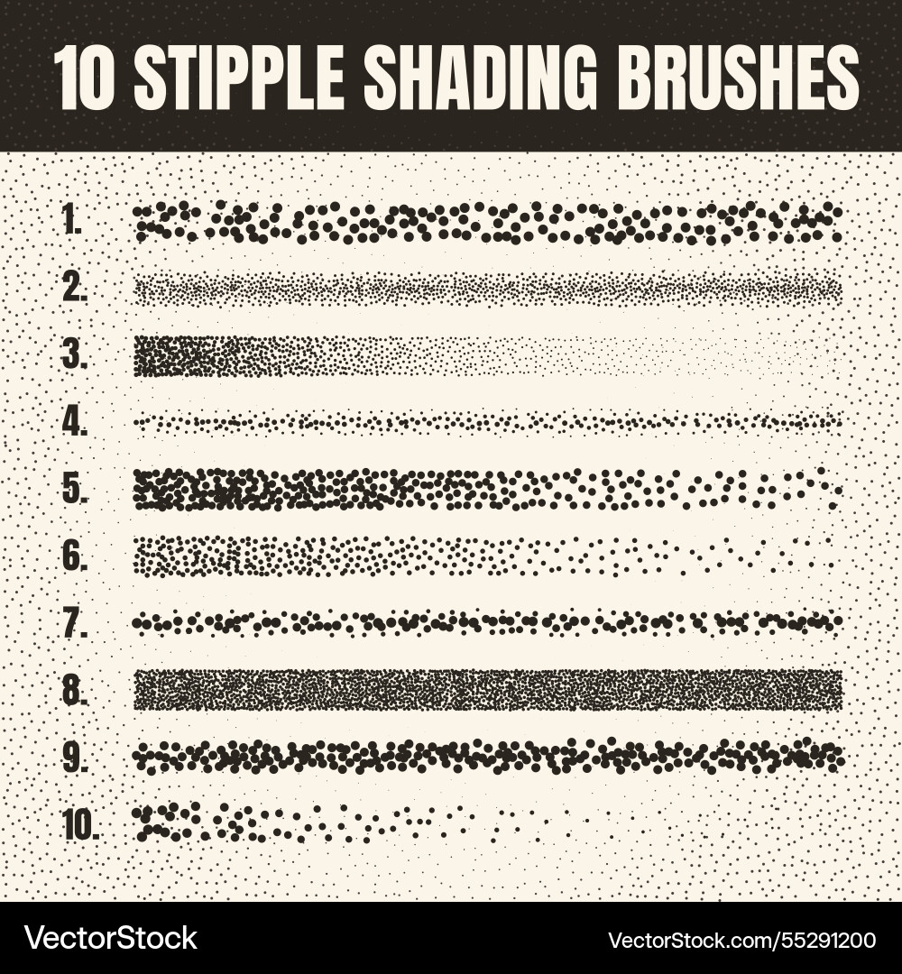 Stipple scatter brush ink drawing and texturing Vector Image