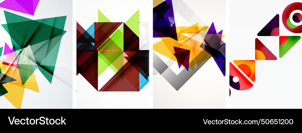 Triangle poster set for wallpaper business card Vector Image