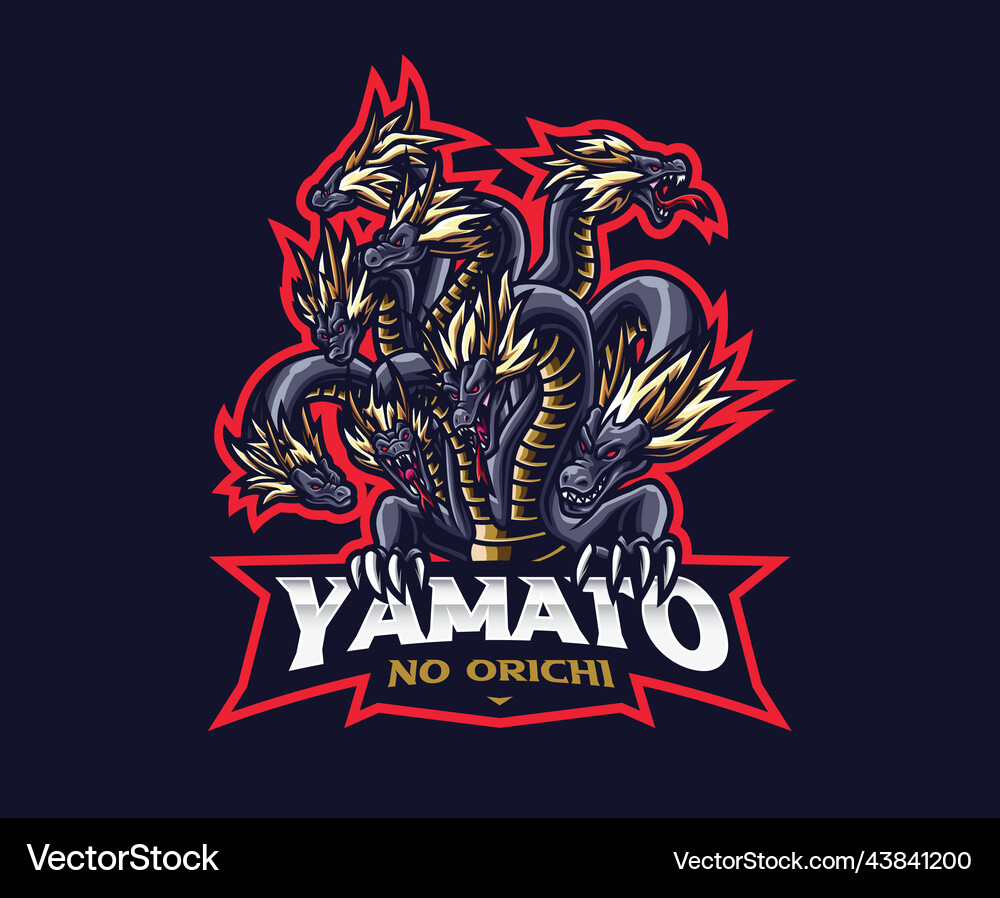 Yamata no Orochi Dragon Logo Royalty Free Vector Image