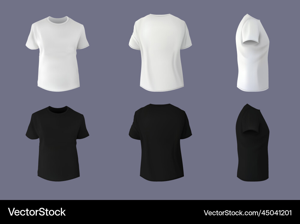 Black and white blank t-shirt mockup front back Vector Image