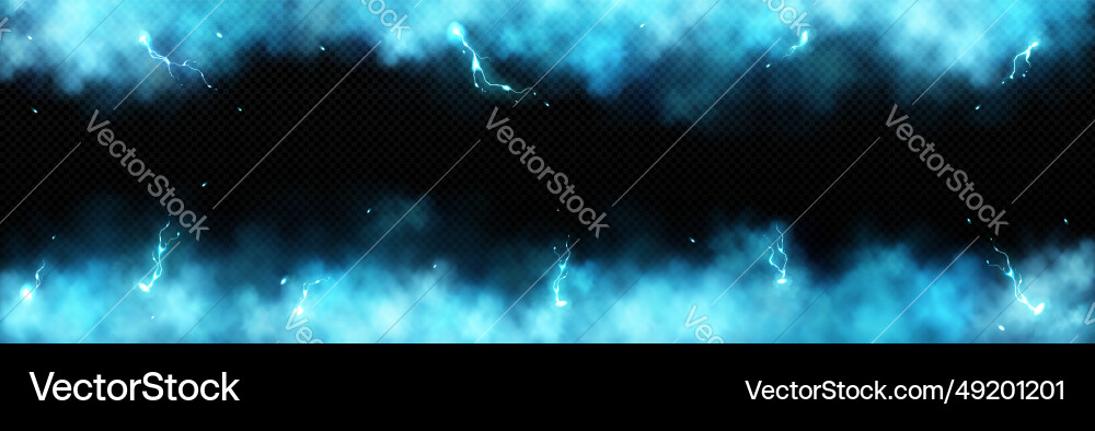 Blue lightning and smoke effect frame background Vector Image