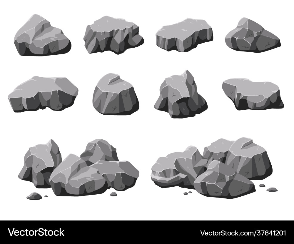 Cartoon natural stones boulder rock stone Vector Image
