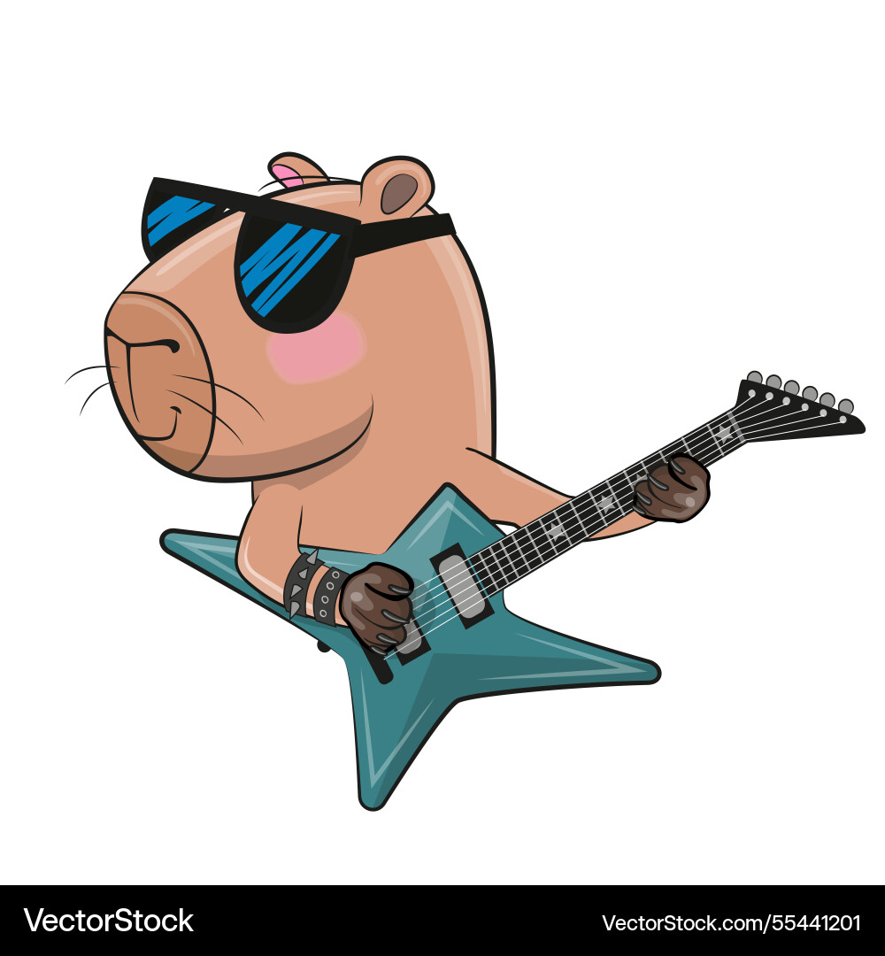 Cute Capybara Playing Guitar Royalty Free Vector Image