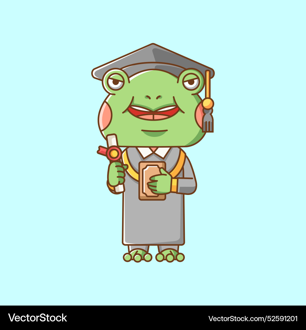 Cute frog graduation diploma animal kawaii chibi Vector Image