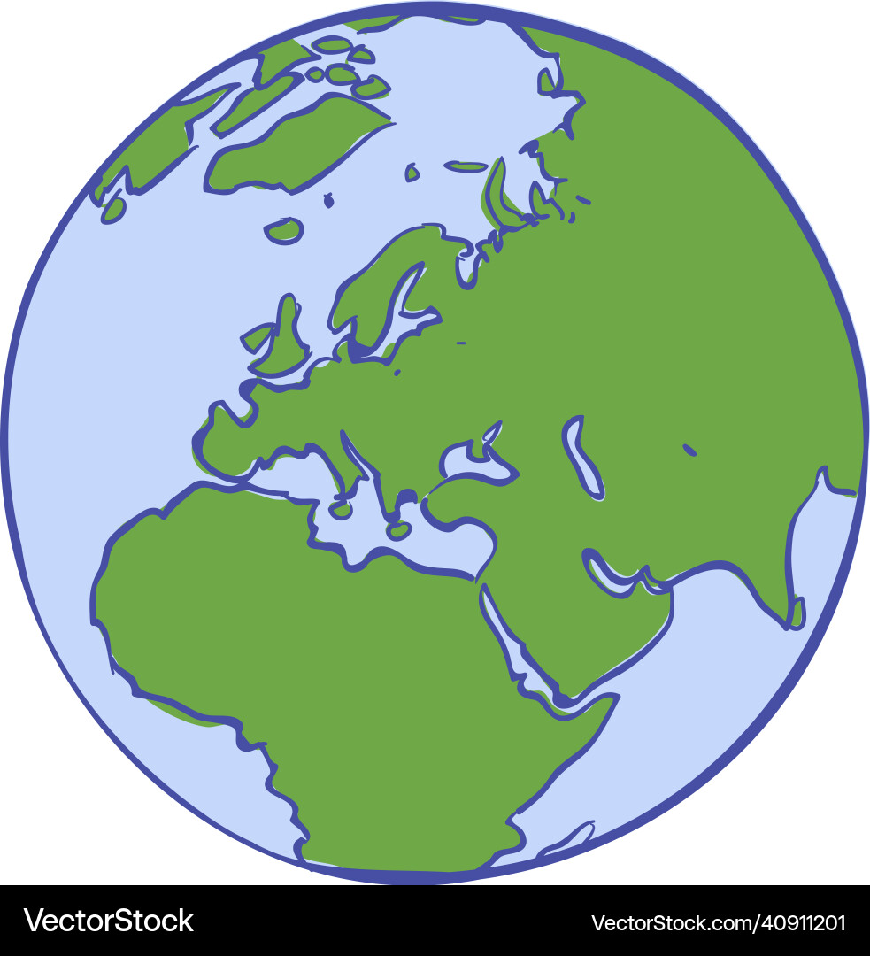 Earth icon planet map sketch with europe Vector Image
