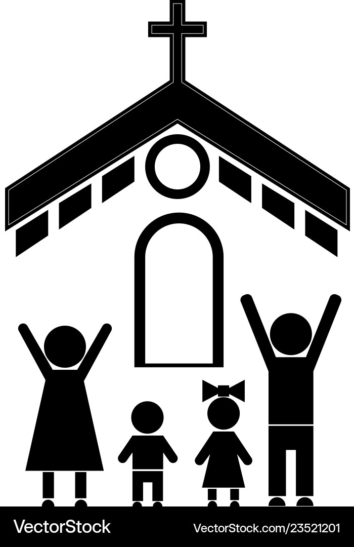 Family and church Royalty Free Vector Image - VectorStock