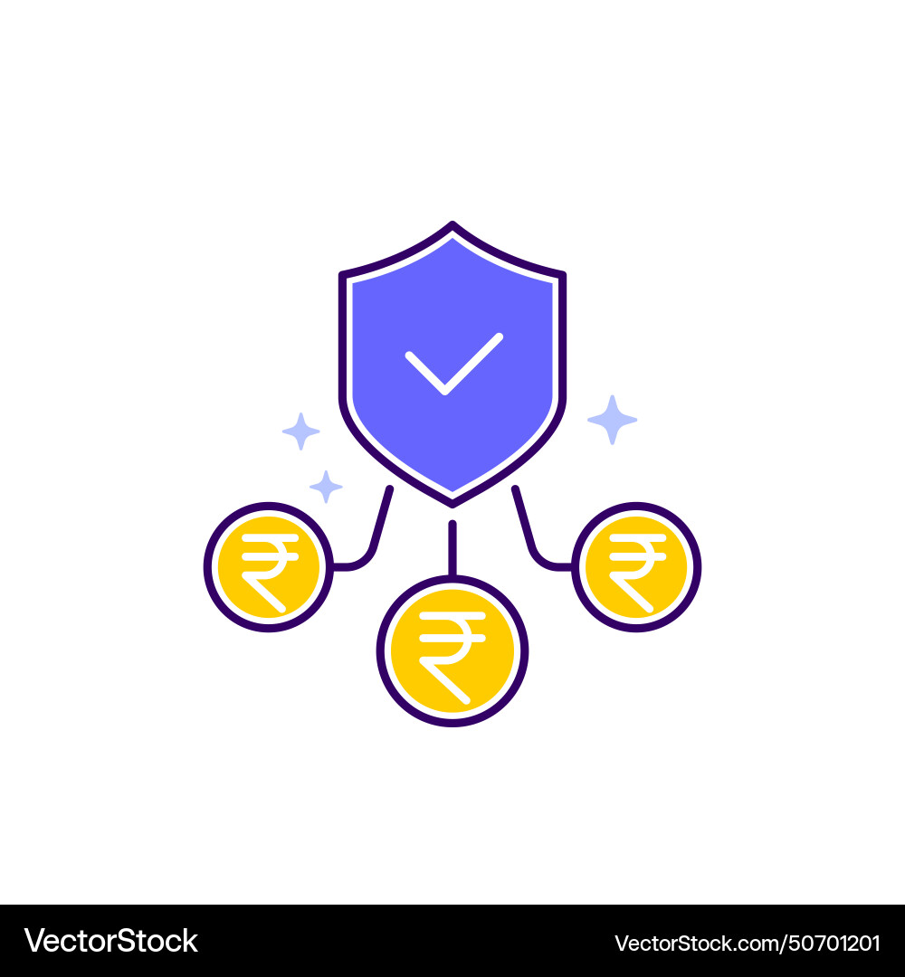 Insurance claim money payments icon with rupee Vector Image