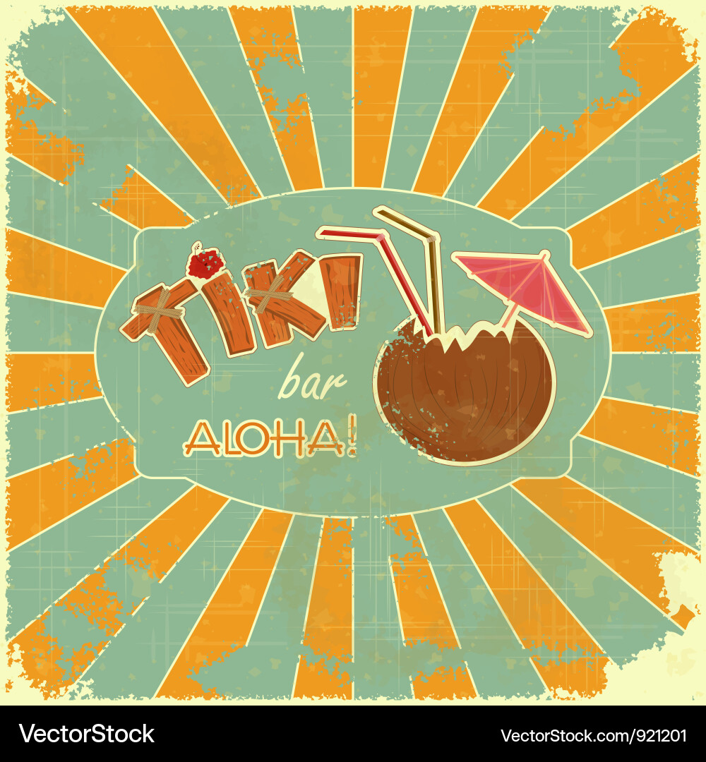 Retro design tiki bar menu Royalty Free Vector Image