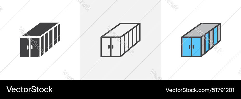 Shipping container icon set black filled Vector Image