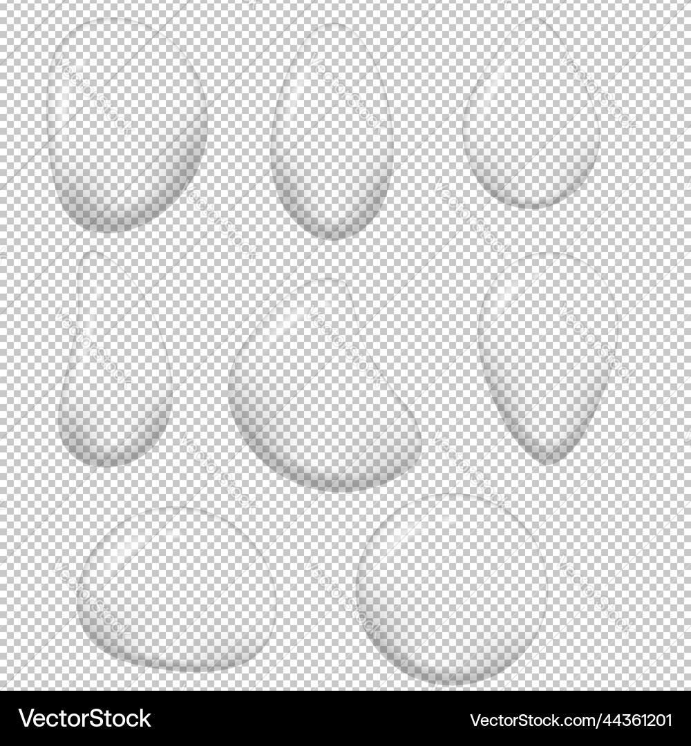 Transparent droplets set Royalty Free Vector Image