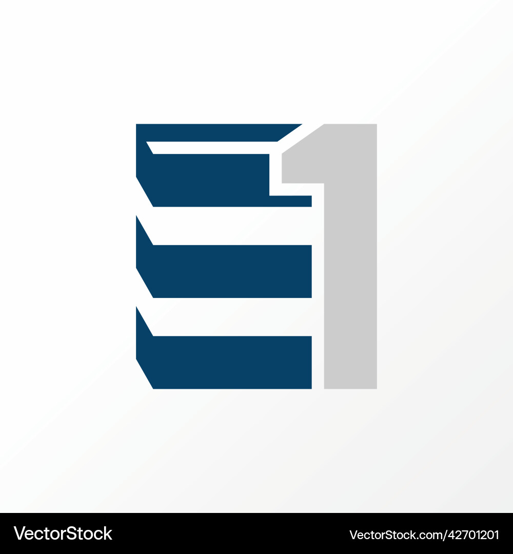Unique letter e1 sans serif font on 3d shape Vector Image