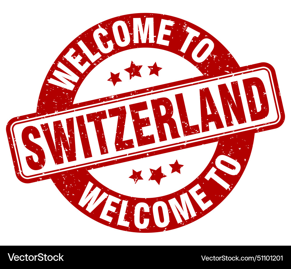 Welcome to switzerland stamp round Royalty Free Vector Image