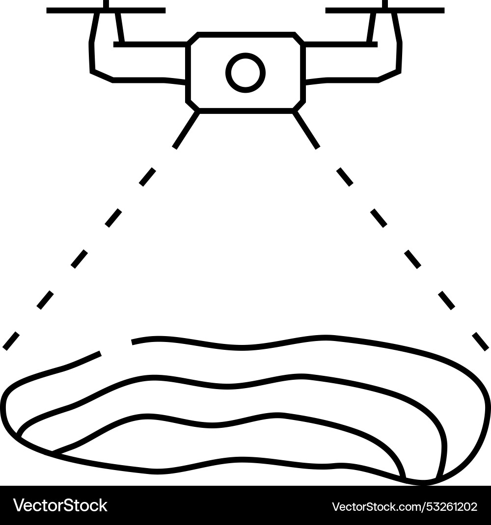 Aerial surveying exploration copper line icon Vector Image