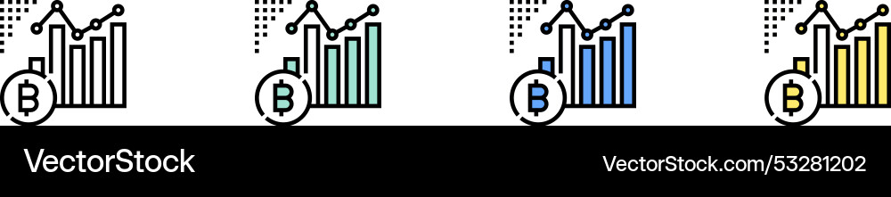 Bar graph icon outline green blue and yellow Vector Image
