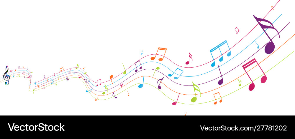 Colorful music notes background isolated on white Vector Image