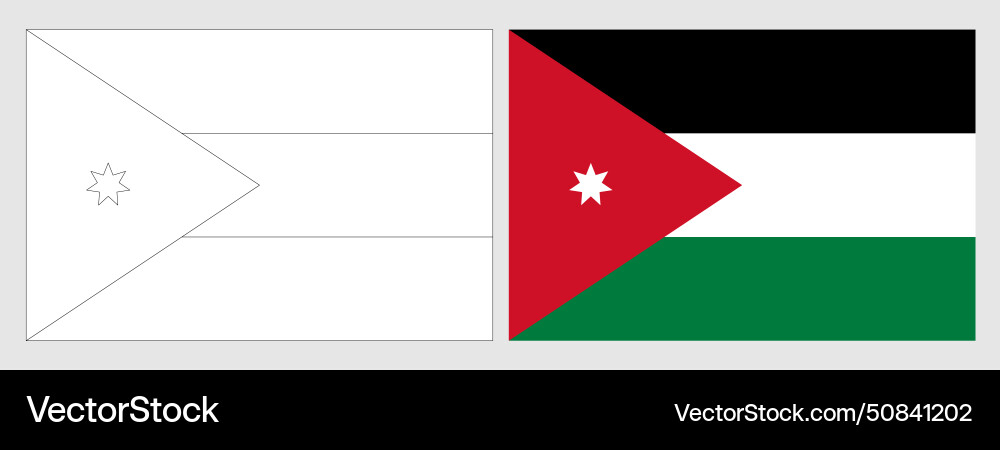 Coloring flag set of jordan Royalty Free Vector Image