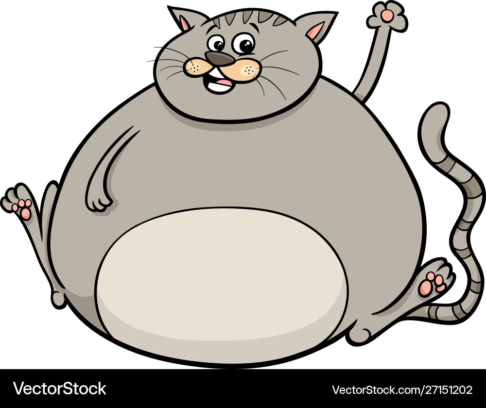 Cute Cartoon Fat Cat Illustration Royalty Free Vector Image
