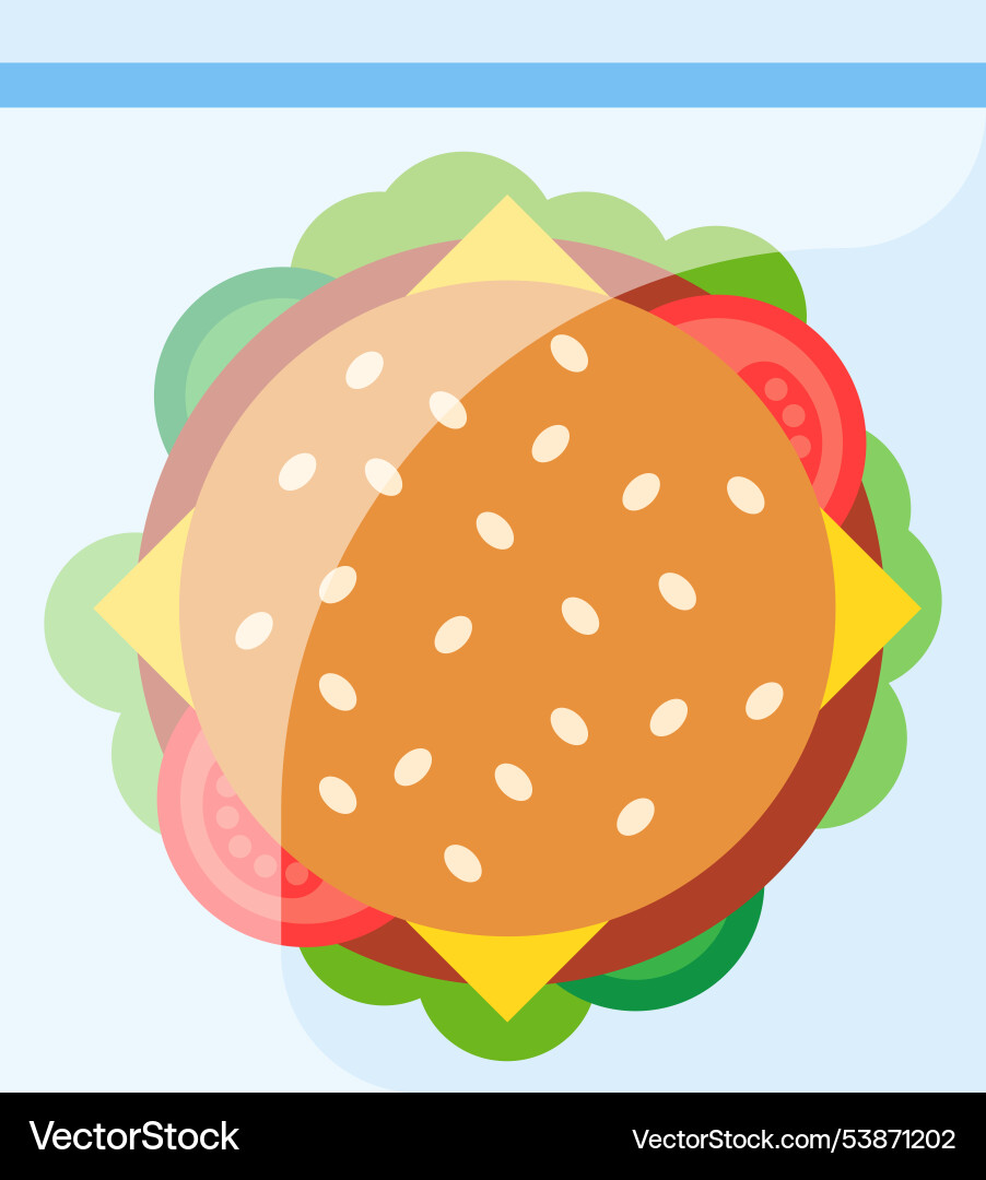 Delicious burger with lettuce tomato cheese Vector Image