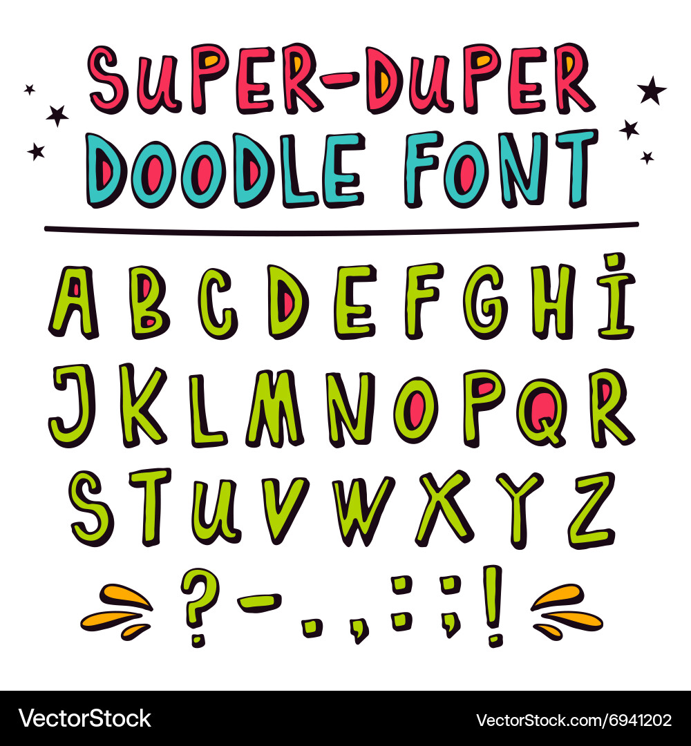 Doodle font with funny 3d effect Royalty Free Vector Image