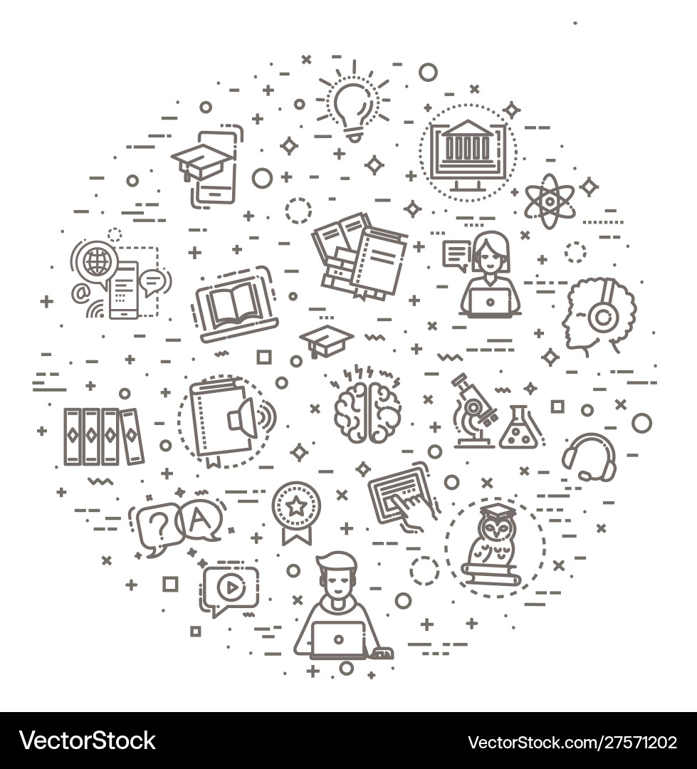 E-learning online education elements Royalty Free Vector