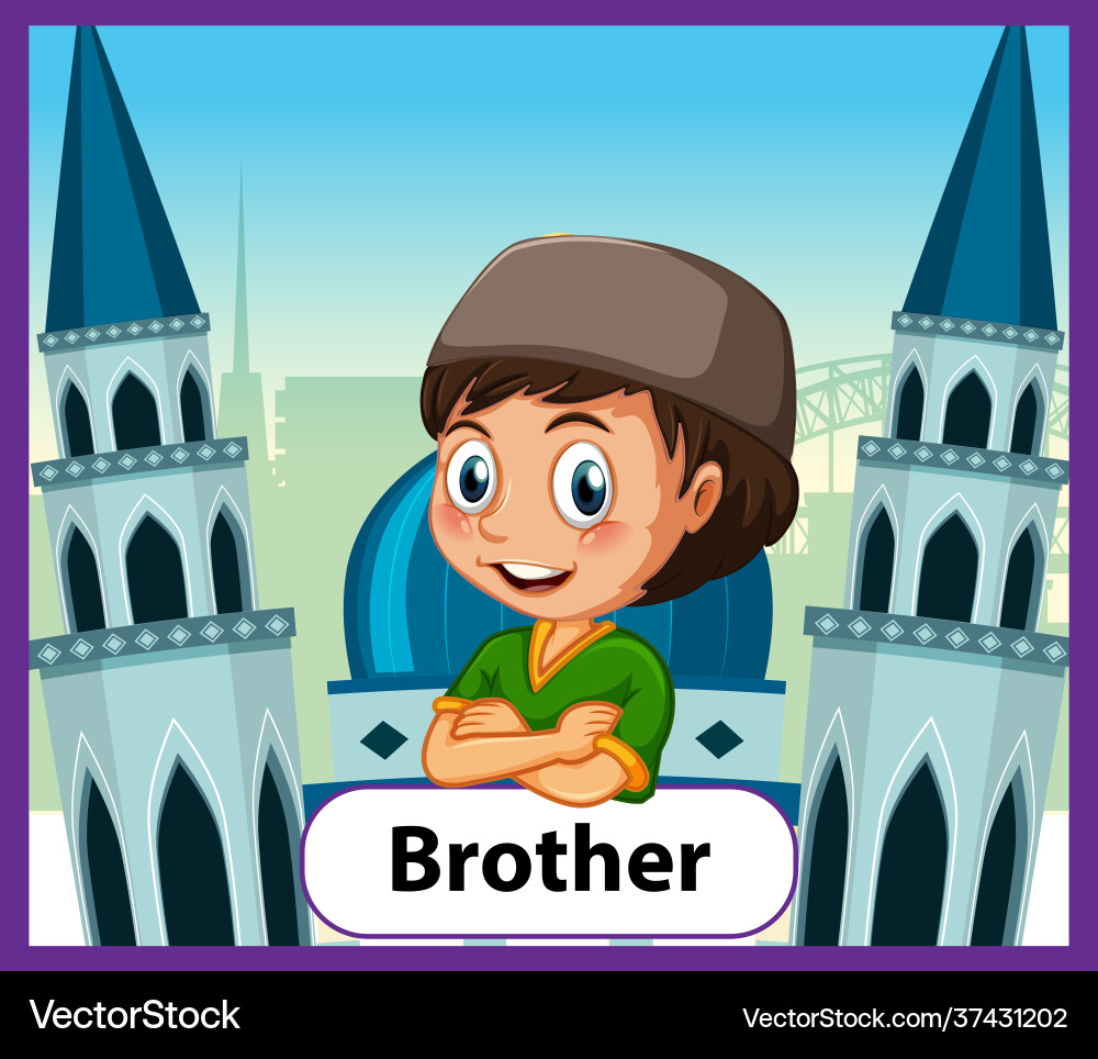 Educational english word card brother Royalty Free Vector