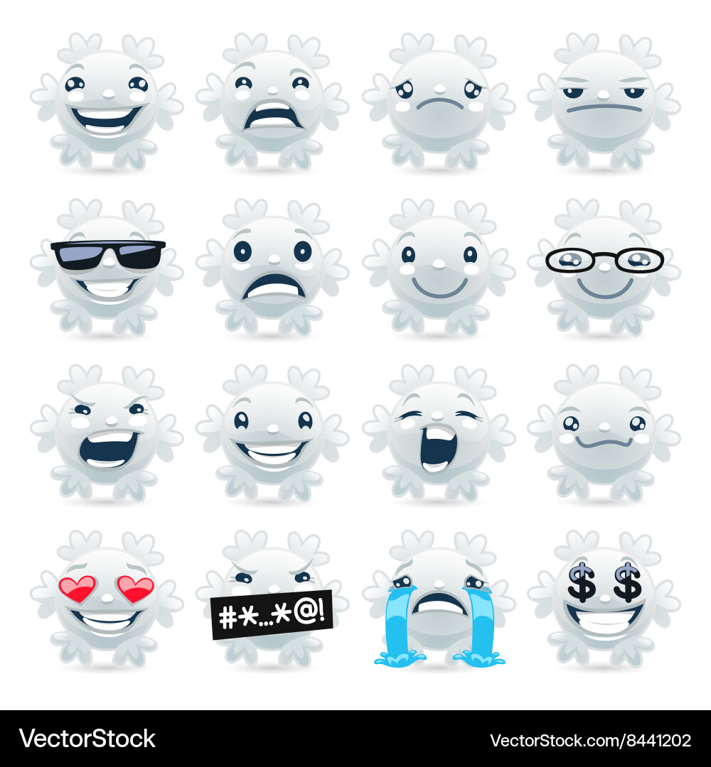 Funny snowflake emojis Royalty Free Vector Image