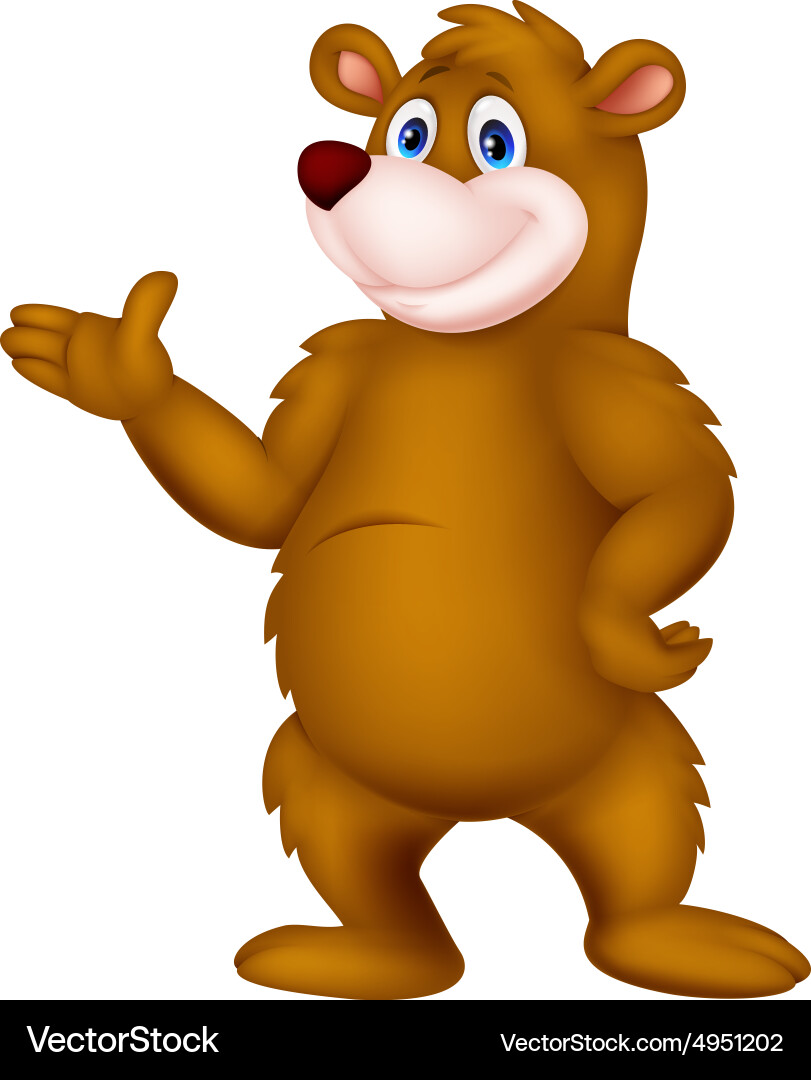 Happy bear cartoon presenting Royalty Free Vector Image