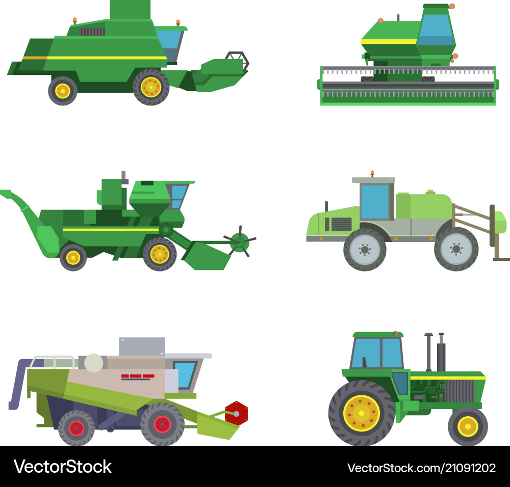 Harvesting Machines - Farm Equipment Royalty Free Vector