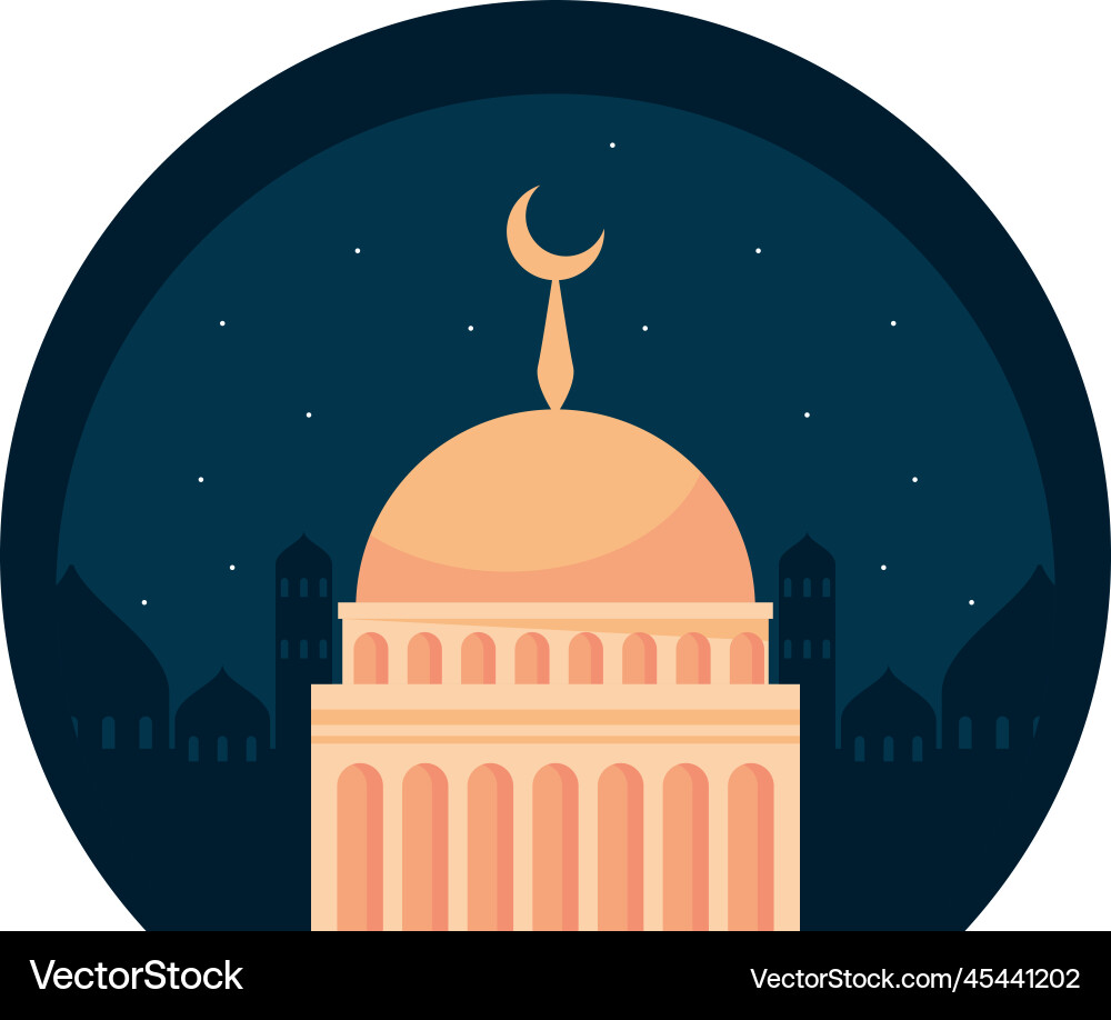 Muslim mosque tower with moon Royalty Free Vector Image