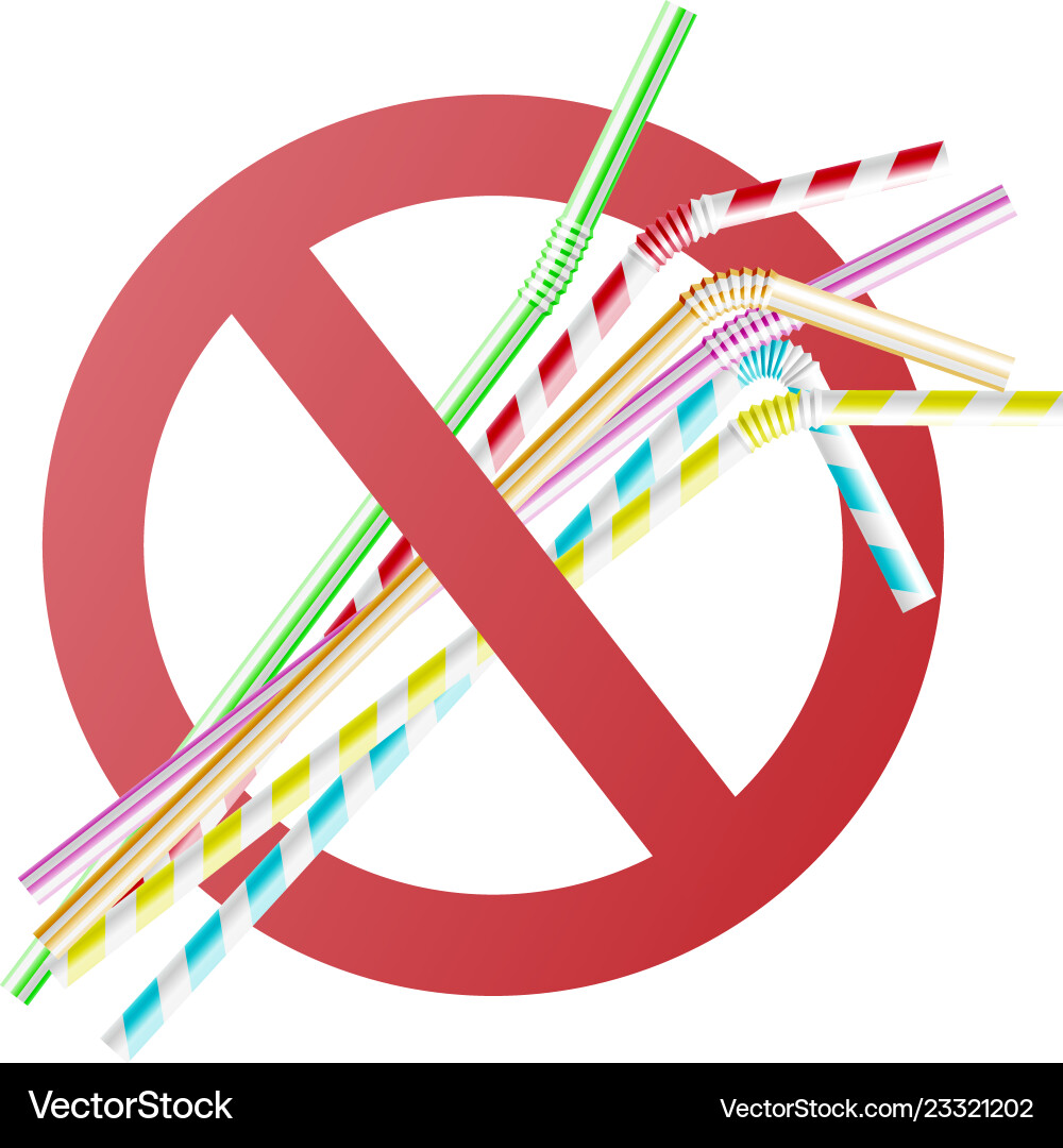 No to plastic straw concept in cross circle Vector Image