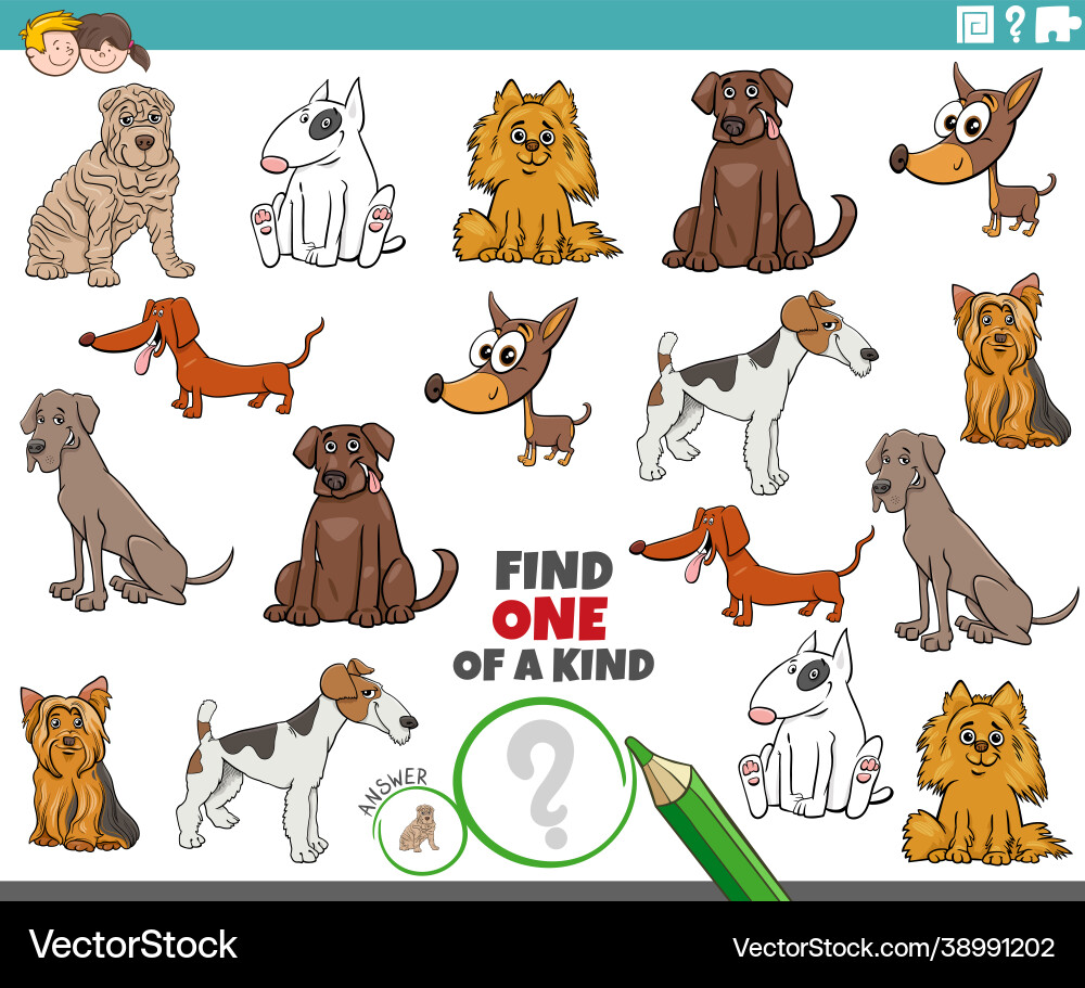 One a kind task for children with cartoon Vector Image