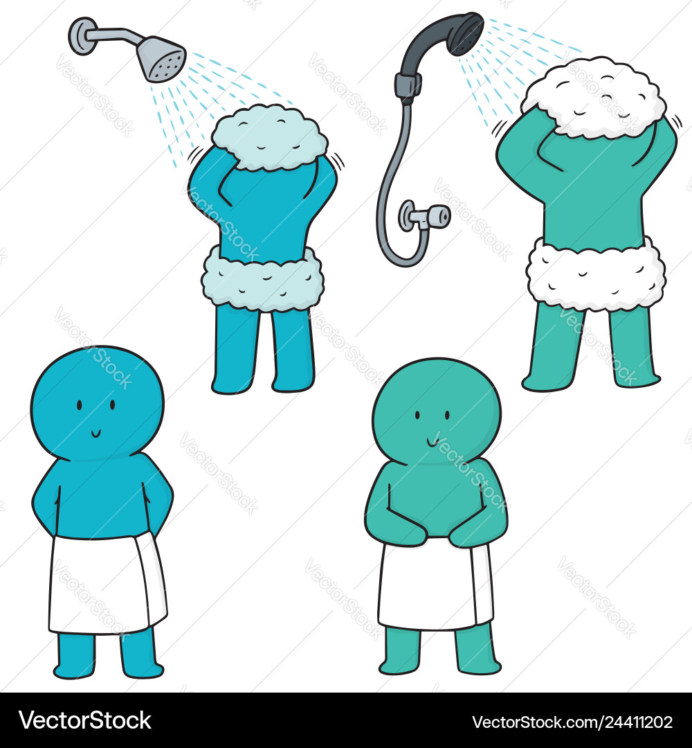 Set of men showering Royalty Free Vector Image