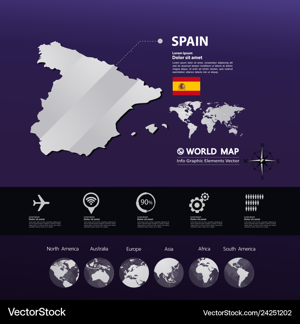 Spain map Royalty Free Vector Image - VectorStock