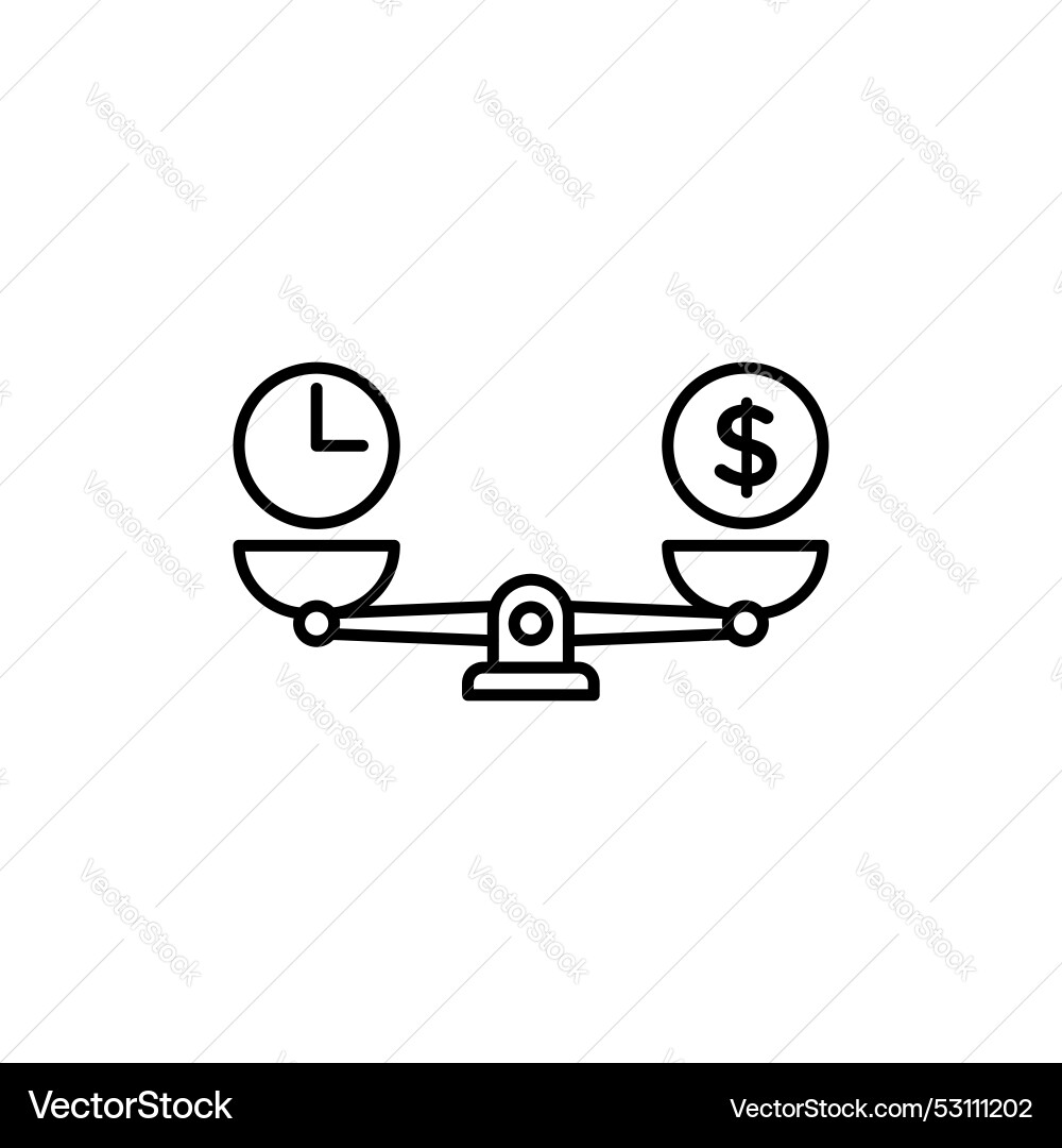 Time and money scale icon Royalty Free Vector Image