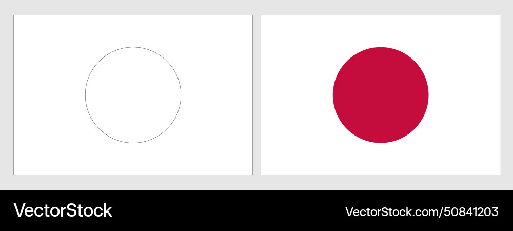 Coloring flag set of japan Royalty Free Vector Image