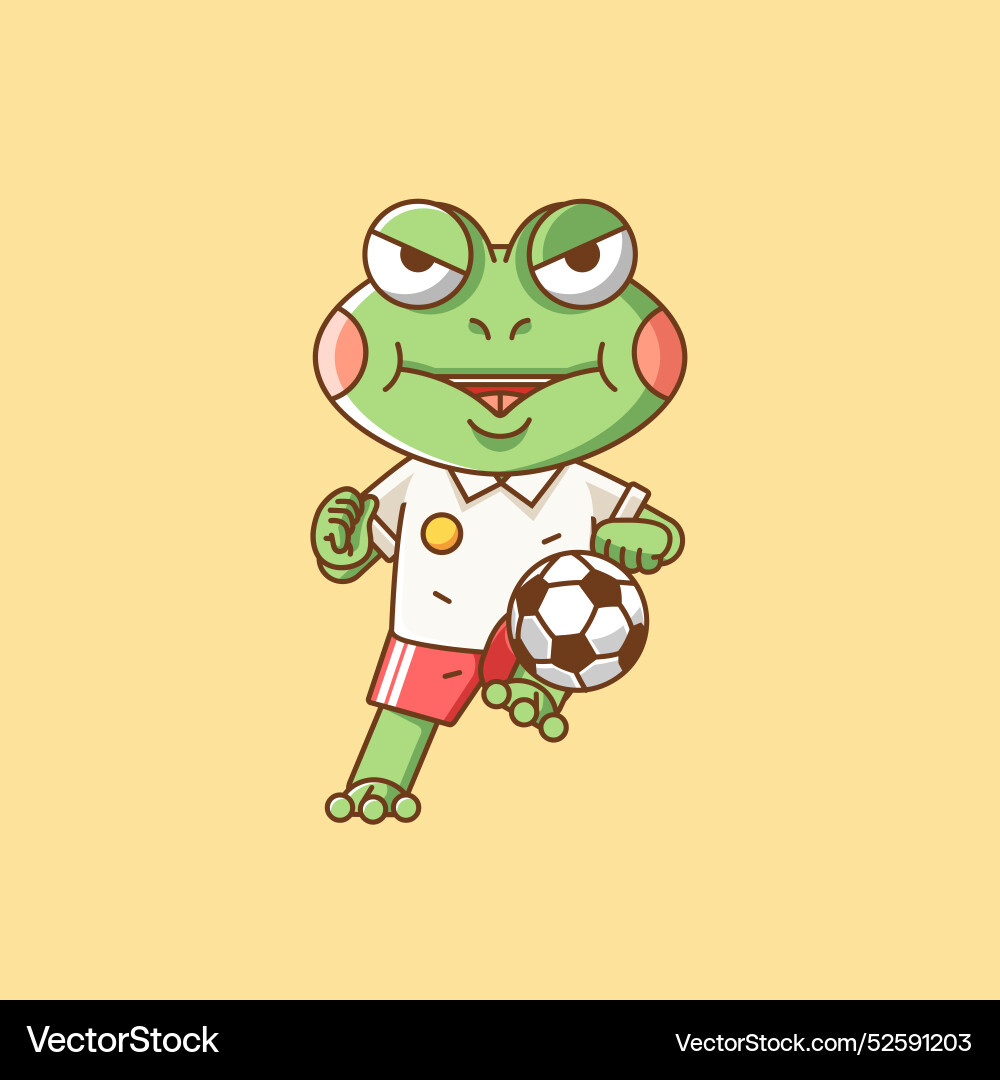 Cute frog soccer player animal kawaii chibi Vector Image