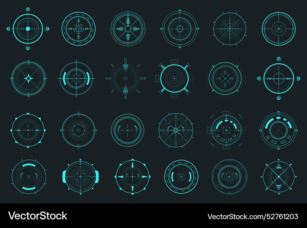 Hud target pointer mega set elements in flat Vector Image