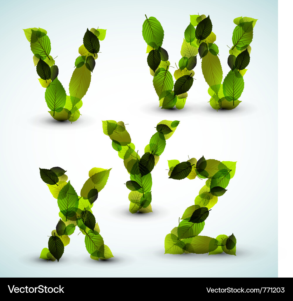 Leaf Alphabet Letters Royalty Free Vector Image