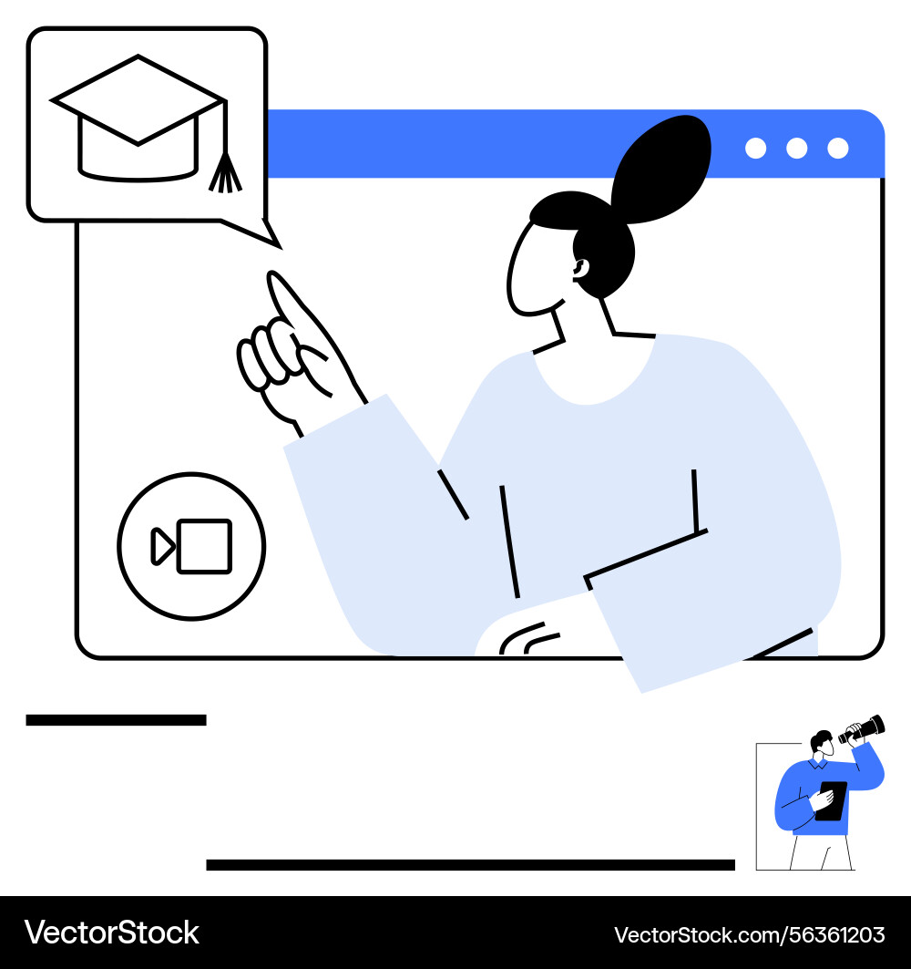 Online learning concept with video call interface Vector Image