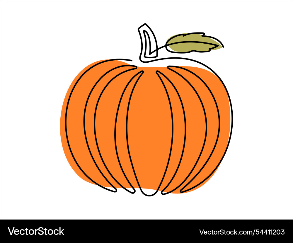 Pumpkin in continuous one-line drawing style Vector Image